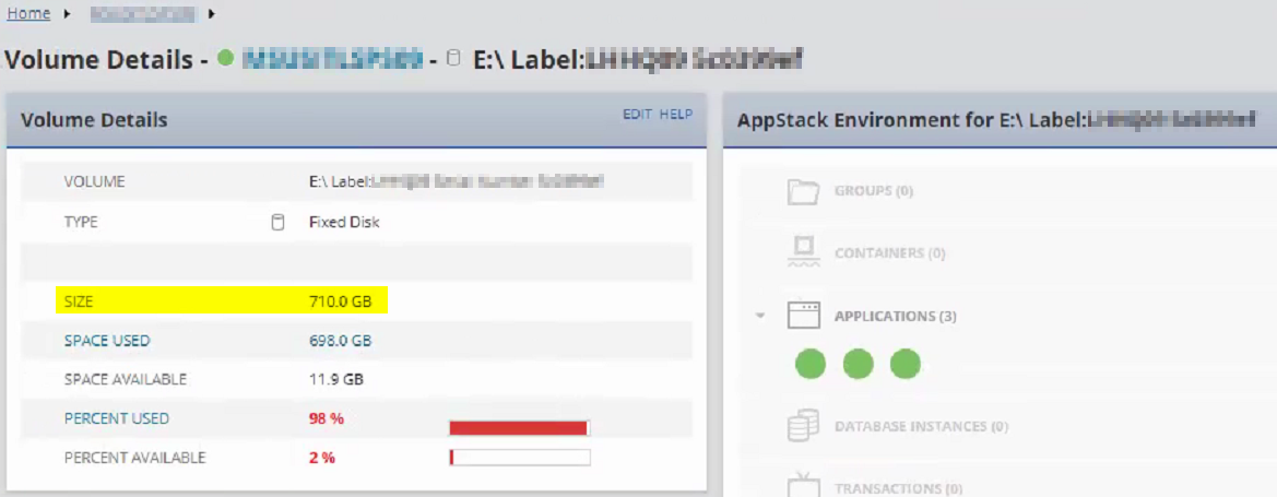 Incorrect Volume Details Size