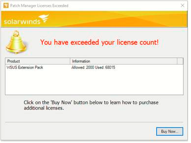 License count exceeded error in Patch Manager