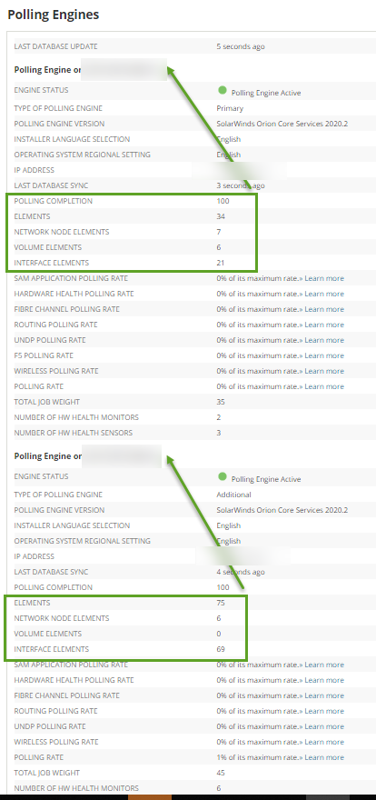 Check total elements on pollers in Orion Web console