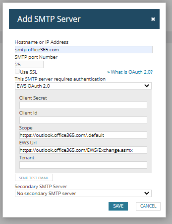 How to configure SMTP using EWS OAuth 2.0