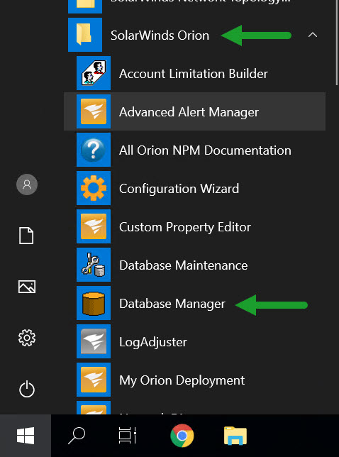 Use Database Manager utility to view the SolarWinds Orion database