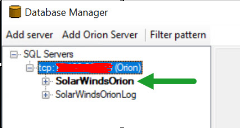 Use Database Manager utility to view the SolarWinds Orion database