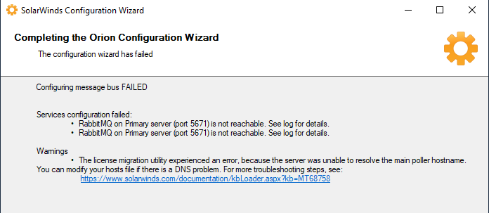 APE configuration wizard failed with error RabbitMQ on Primary server ...