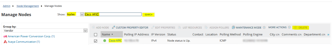 How to delete a node from the Orion Website