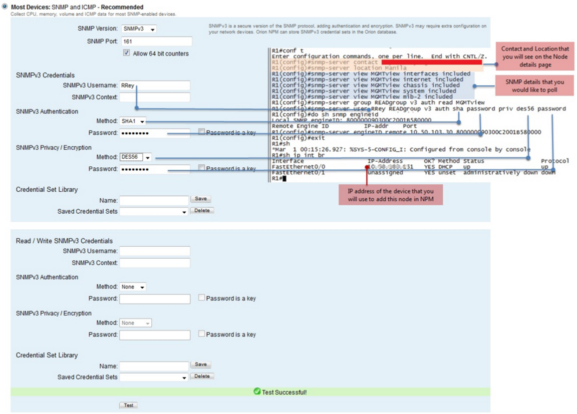 SNMP v3 configuration and troubleshooting in Orion