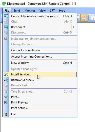 Install the Dameware Mini Remote Control (DMRC) client Agent Service ...