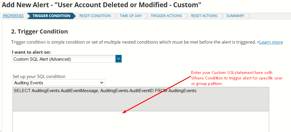 How to create an alert in Orion when a Orion user account is modified or deleted