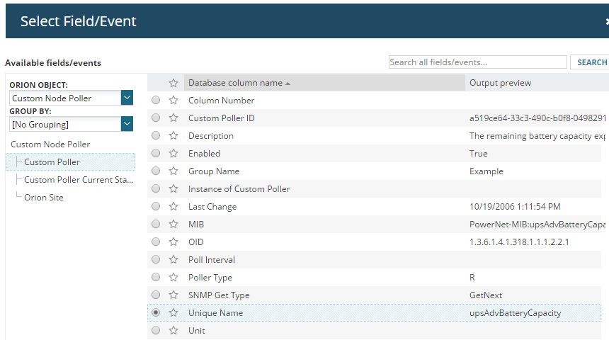 Create custom poller alert in Orion