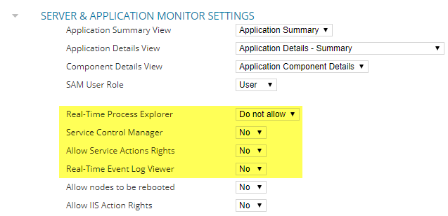 Enable Real-Time Process Explorer and Service Control Manager button in Node Details page