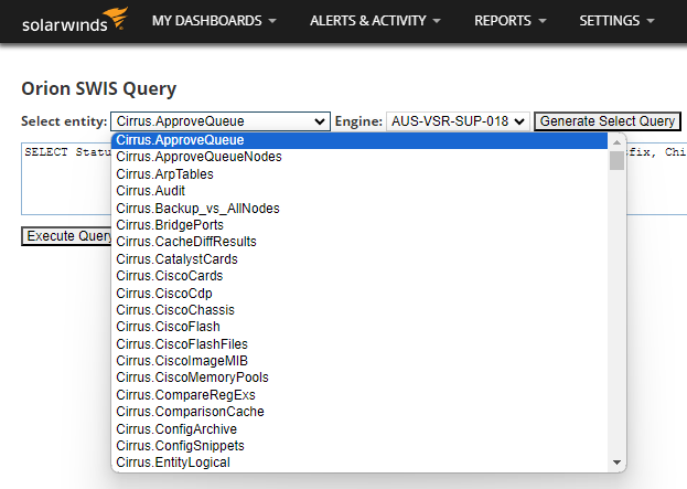 Custom poller query for reports and alerts