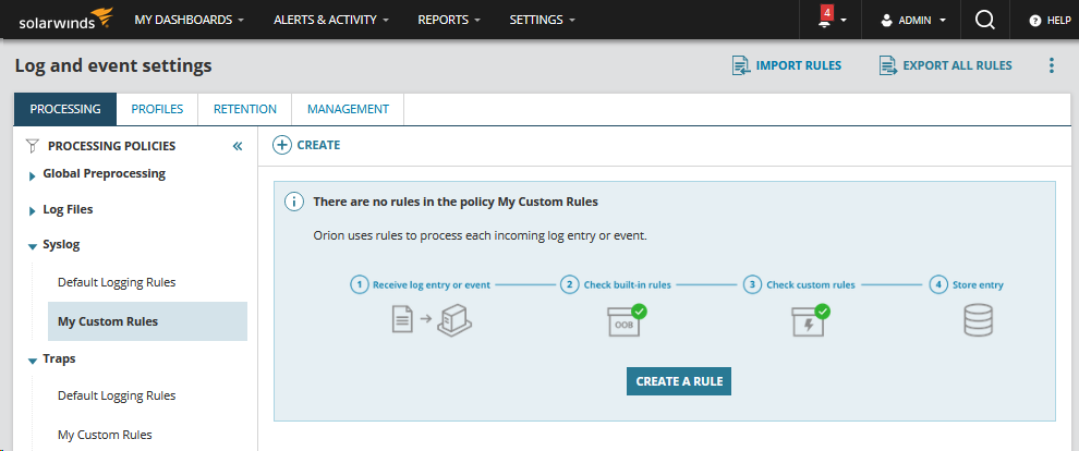 Create Syslog or Trap discard rule in Orion Log Viewer or Log Analyzer