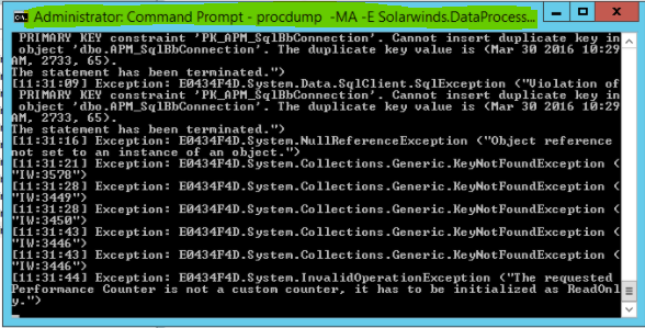 Collect a process dump with the ProcDump utility