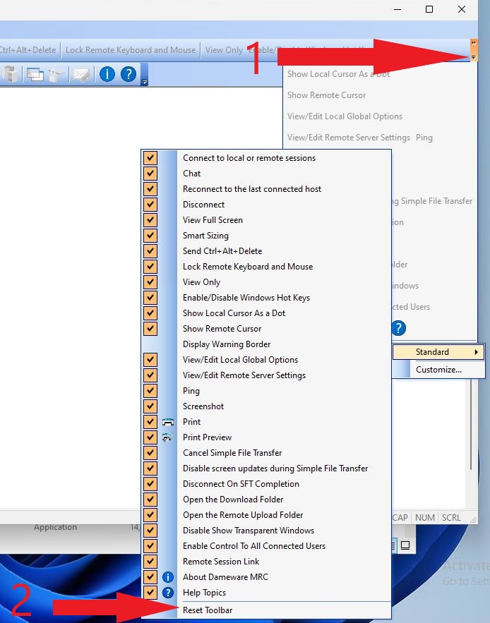 Grayed-out Menus appear in the toolbar of DMRC version 12.3.