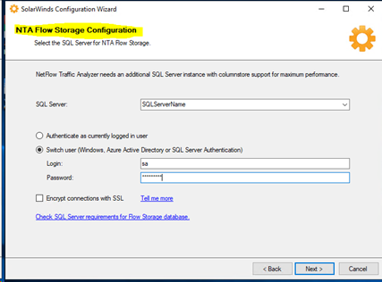 Migrate the NTA Flow Storage database from one SQL server to another