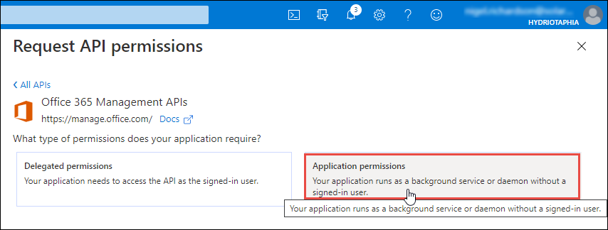 Register Azure Application for integrating Office 365 Management API with SEM