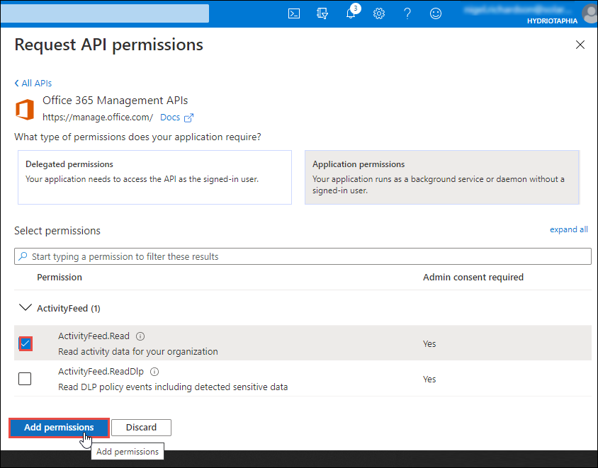 Register Azure Application for integrating Office 365 Management API ...