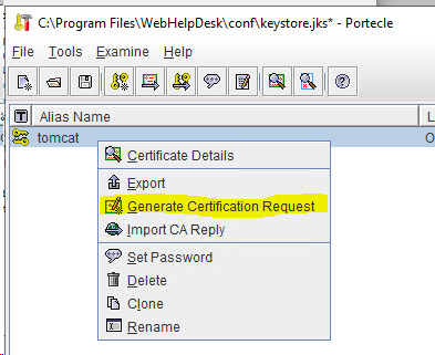 Creating a new keystore to install the SSL Certificate in the Web Help ...