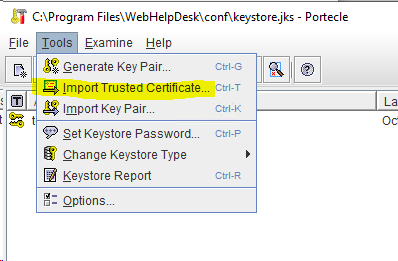 Creating a new keystore to install the SSL Certificate in the Web Help ...