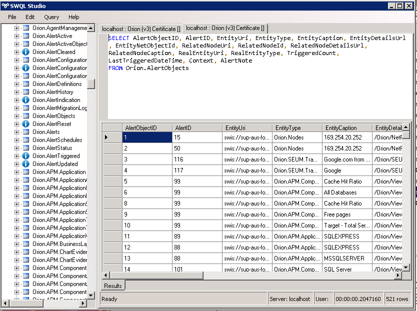 Long running queries in SWQL