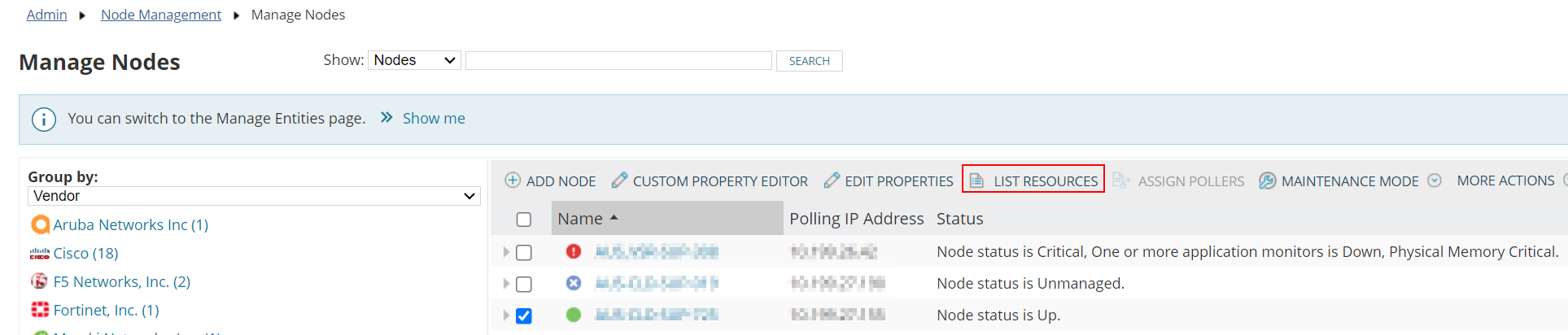 How to change the status and response time from Agent to ICMP in Orion