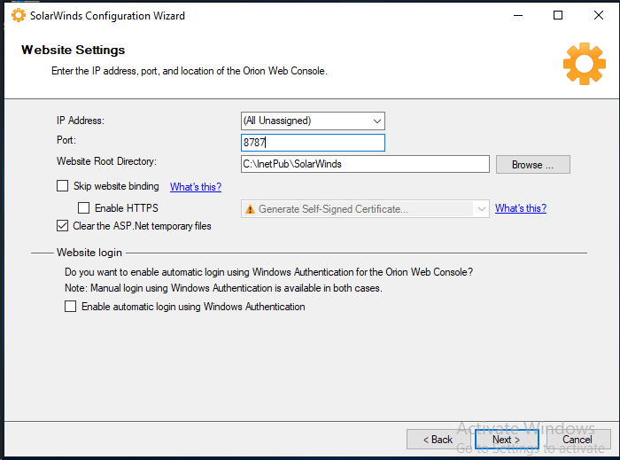 How to troubleshoot and resolve when SolarWinds web console shows Server Error in '/' Application