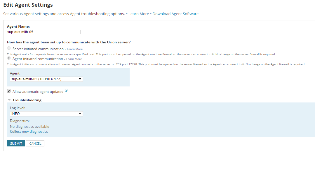 How to set SolarWinds Agent logs to debug if the Web transaction gets stuck