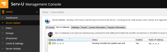 Serv-U Gateway installation instructions for Linux