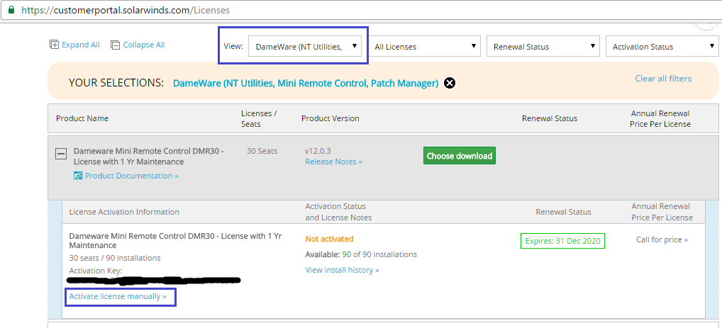 Dameware License Offline Activation