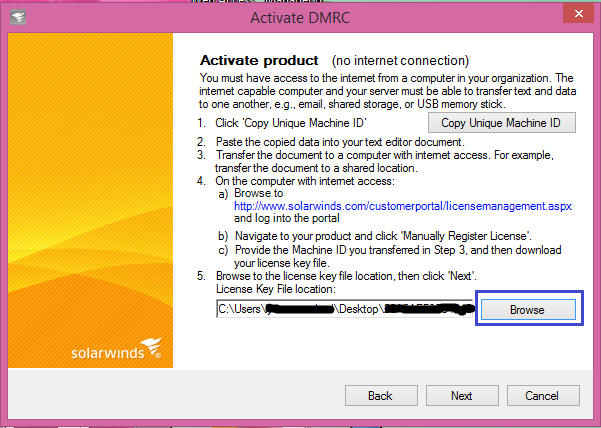 Dameware License Offline Activation
