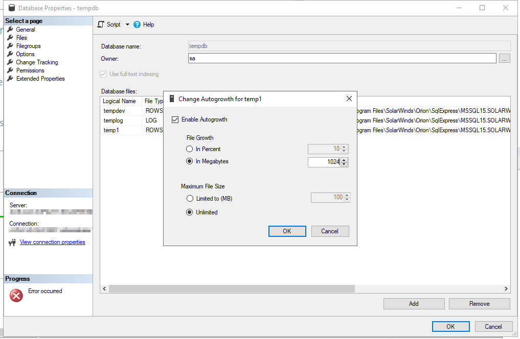 Adjusting SQL Server Settings