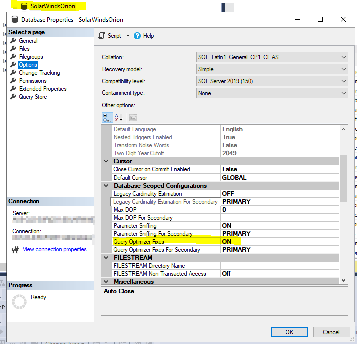 Adjusting SQL Server Settings