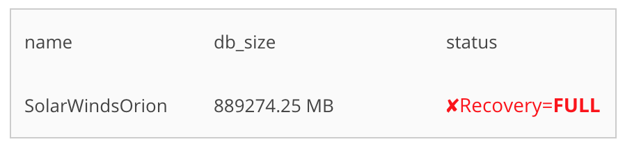Check the Orion Platform database size and settings using Orion diagnostics