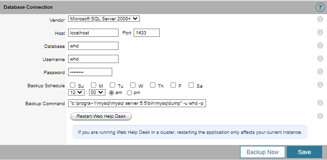 How to configure WHD to backup an external database in WHD 12.7.8 HF1 ...
