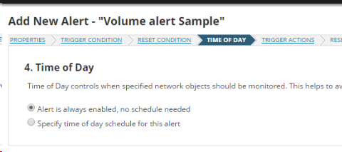 Create an alert for volume space and usage in Orion platform
