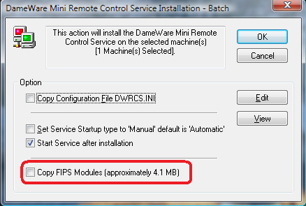 Connect to a remote machine using FIPS mode in Dameware Mini Remote Control