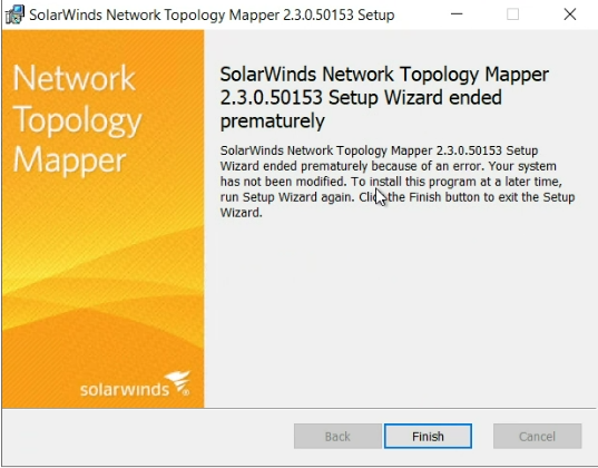 Solarwinds Network Topology Mapper 2.3.0.50153 Setup Wizard ended ...