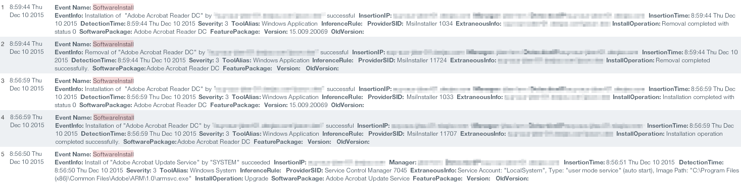 Monitor software installation and uninstallation events