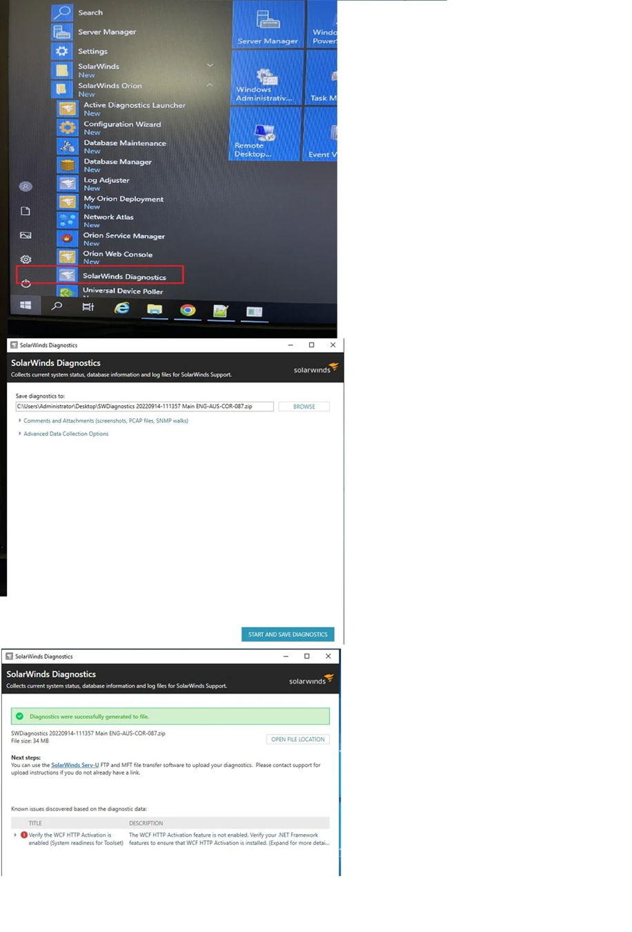 How to collect diagnotic logs for network collector in Solarwinds ...
