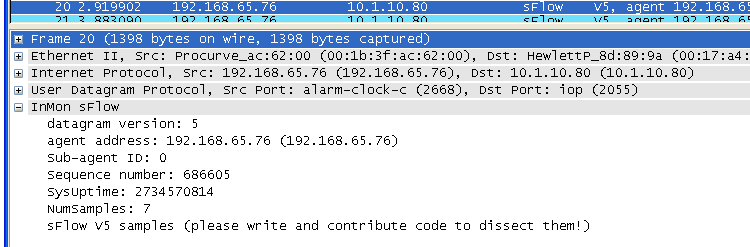 Breaking down sFlow packet in Wireshark
