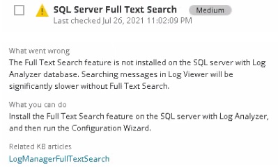 Enabling full-text search limits search functionality in LA