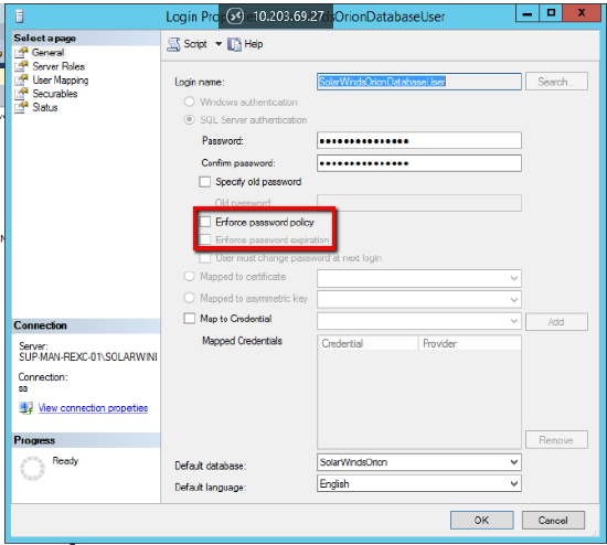 The password of the account has expired