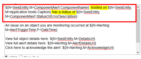 Create an alert for monitored components in SAM
