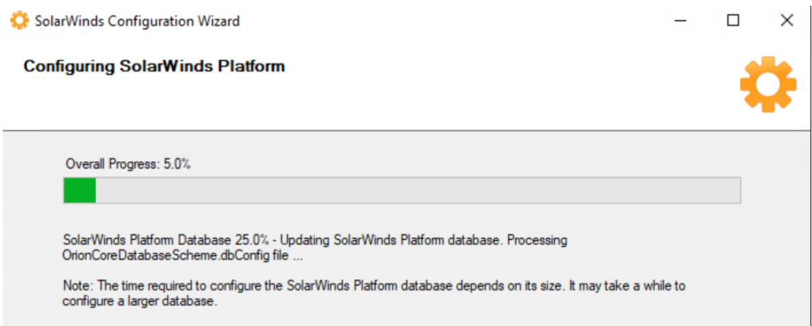Configuration wizard appears stuck during upgrade to SolarWinds ...