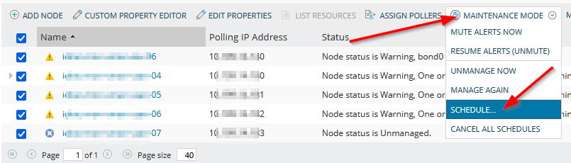 How to configure a recurring Maintenance Schedule for nodes in SolarWinds Platform 2025.2