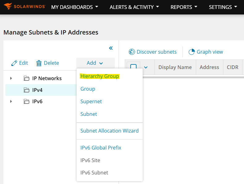Adding Hierarchy Group on IPAM new GUI