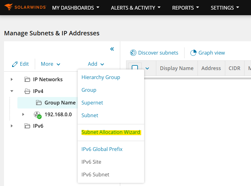 Adding subnets using Subnet Allocation Wizard on IPAM new GUI